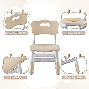 DOREROOM 3 Level Height Adjustable Kids Chair, Durable Chair for Kids Indoor or Outdoor Use for Ages 2-6, Toddler Table Chair for Boys and Girls for Daycare, Classroom, Home, Burlywood