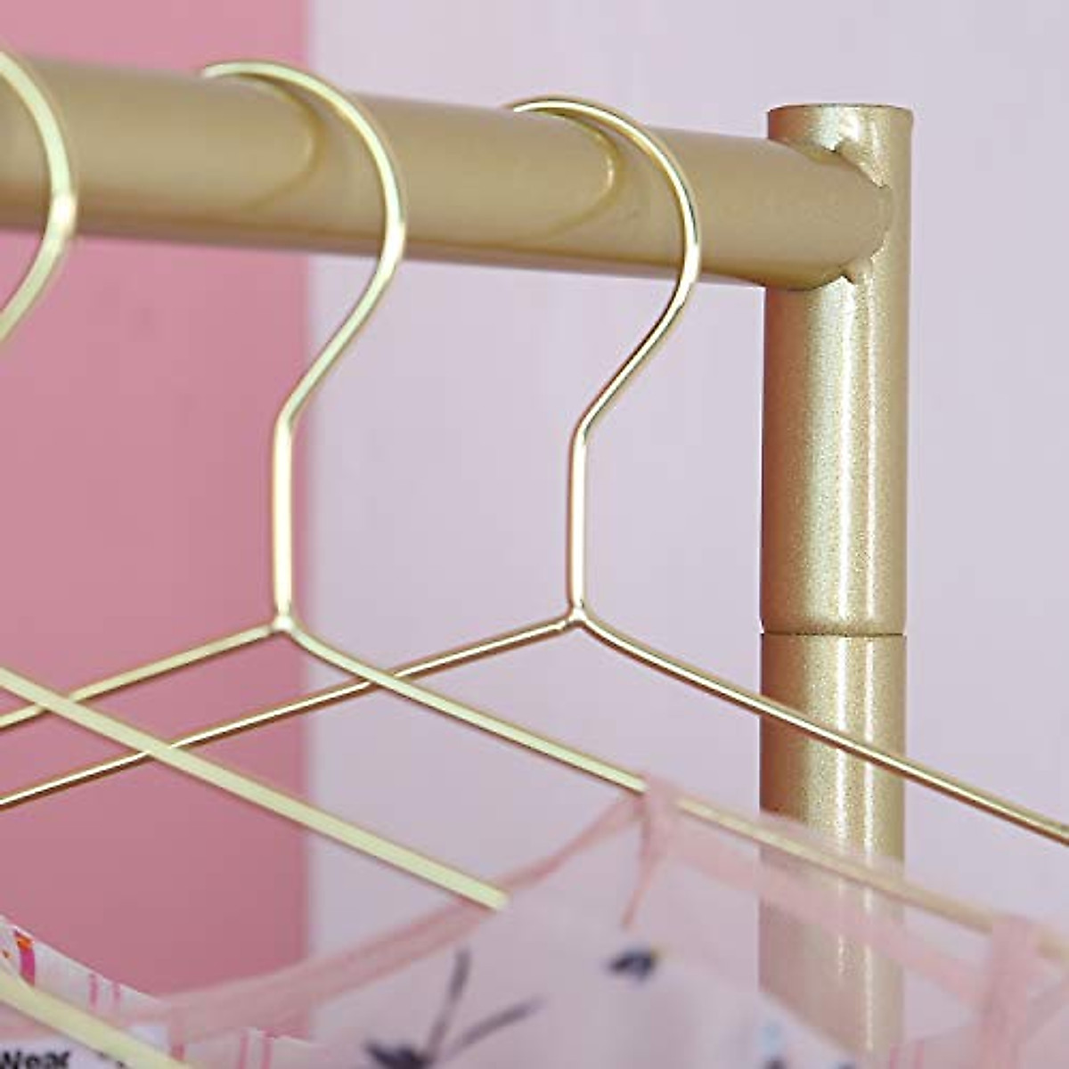 IronFashion Gold Clothing Rack, Boutique Display Clothes Rack with Wheels, Modern Garment Rack for Retail Use (47.24" L)