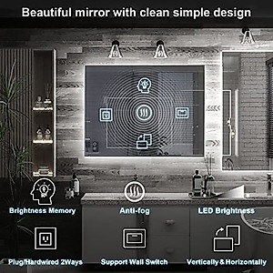 TokeShimi LED Mirror for Bathroom 28 x 36 Inch Anti Fog 3900LM Backlit Bathroom Mirrors for Wall with Light,Vanity Mirror with Memory Function, Stepless Dimmable 6000K (Horizontal/Vertical)
