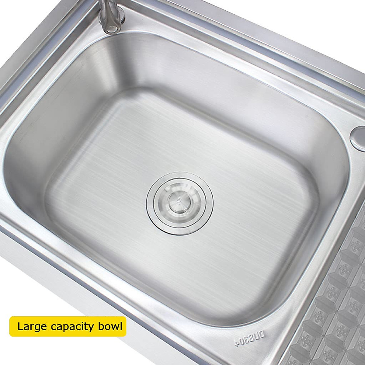 KITCHEN SINK Laundry sink/outdoor station with hose hook up, portable for washing hands, commercial restaurant utility fish cleaning table,stainless steel faucet, 39.4x17.7x31.5in/100x45x80cm