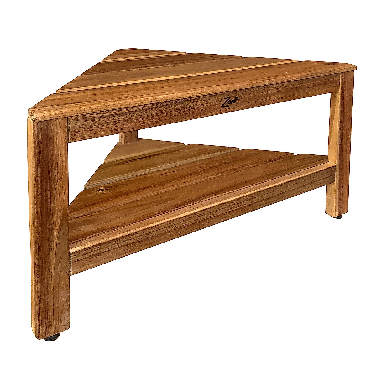 Zen 28" Acacia Shower Stool, Shower Bench, Corner Bench, Shower Foot Rest, Corner Shower Bench with Shelf, Shower Seats and Benches, Corner Shower Stool for Inside Shower, Corner Shower Stool