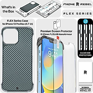 Phone REBEL iPhone 13 Pro Max Case [Flex Series] Exposed Sides for Comfort, Aramid Fiber, MagSafe Compatible, Protective Raised Corners, Slim Frameless Case for iPhone 13 Pro Max 6.7 2021 (Flex Black)