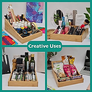 IMAJINAAR Large Capacity Coffee Pod Organizer for K Cups, Tea Bags & Snacks | Bamboo Coffee Station & Condiment Organizer with Spill-Resistant Mat (17.7''x11.8'')