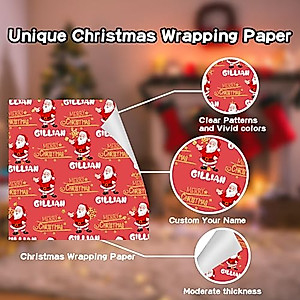 Artsadd Custom Christmas Wrapping Paper Rolls with Name, Personalized Wrapping Paper for Christmas Gifts, Personalized Christmas Wrapping Paper for Merry Christmas