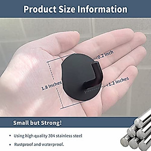 Adhesive Hooks Heavy Duty Waterproof in Shower Hooks for Hanging Loofah, Towels, Clothes, Robes for Bathroom Removable Adhesive Wall Hooks Door Hook Stainless Steel Black Stick on Hooks 4 Pcs
