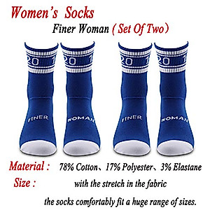 JXGZSO 2 Pairs Sorority Socks Blue 1920 Finer Women Socks Sorority Sister Gift (Finer Women)