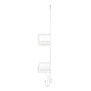 Better Living Products 13213 ASTRA 2 Tier Steel Hanging Bathroom Shower Caddy Organizer with Hooks for Storing Accessories and Toiletries