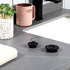 4 Pieces Tub Stopper Set Rubber Sink Stopper Drain Plug with Hanging Ring for Bathtub, Kitchen and Bathroom, Black (1-1/8, 1-3/8,1-5/8, 1-7/8'')