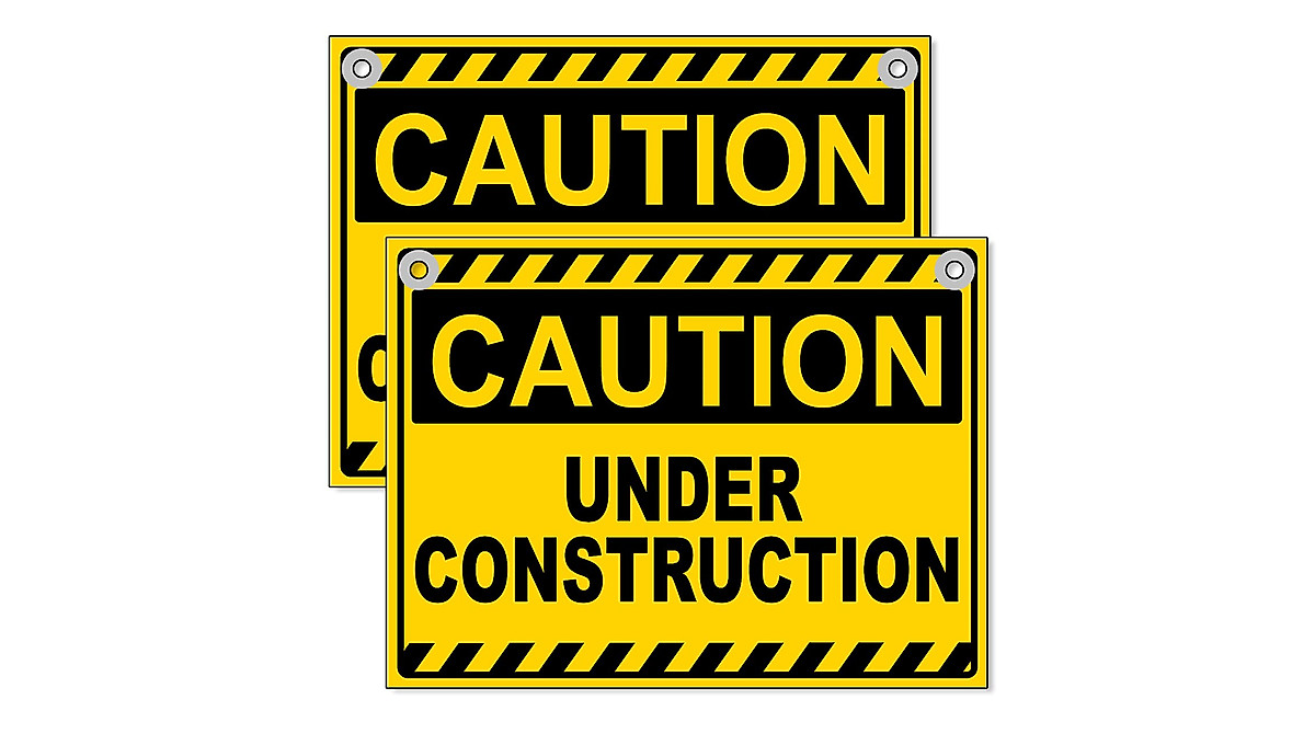 Caution Under Construction Signs - 2 PC Pack