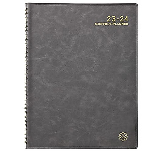 2023-2024 Monthly Planner- Monthly Planner 2023-2024 with Leather Soft Cover, July 2023 - June 2024, 9'' x 11'', Calendar Planners 2023-2024 with Monthly Tabs, Twin-Wire Binding, Inner Pocket, Contacts and Passwords