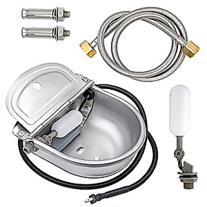 KHEARPSL Automatic Heated Water Bowl Heated Livestock Dog Waterer Heated Pet Thermal-Bowl Heated Waterer for Dog Cattle Cow Horse Chicken Pig Goat (Curved Bottom Waterer Kit)