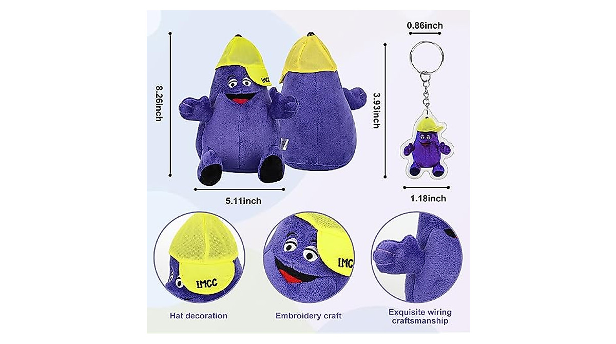 8.2-Inch Grimace Plush Toy - Cute & Safe Gift