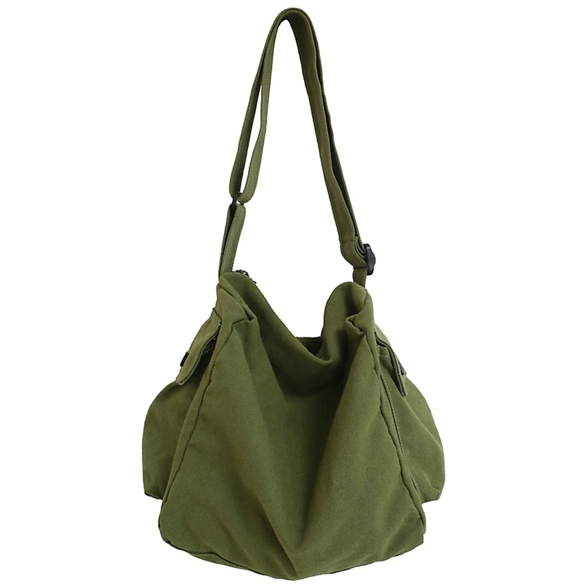 Women Men Canvas Messenger Bag Large Crossbody Shoulder Bag Canvas Hobo Bag with Multiple Pockets Fashion Casual Tote Bag