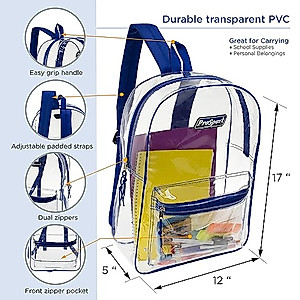Moda West 24 Pack 17inch Wholesale Bulk Clear Backpack In Assorted Colors