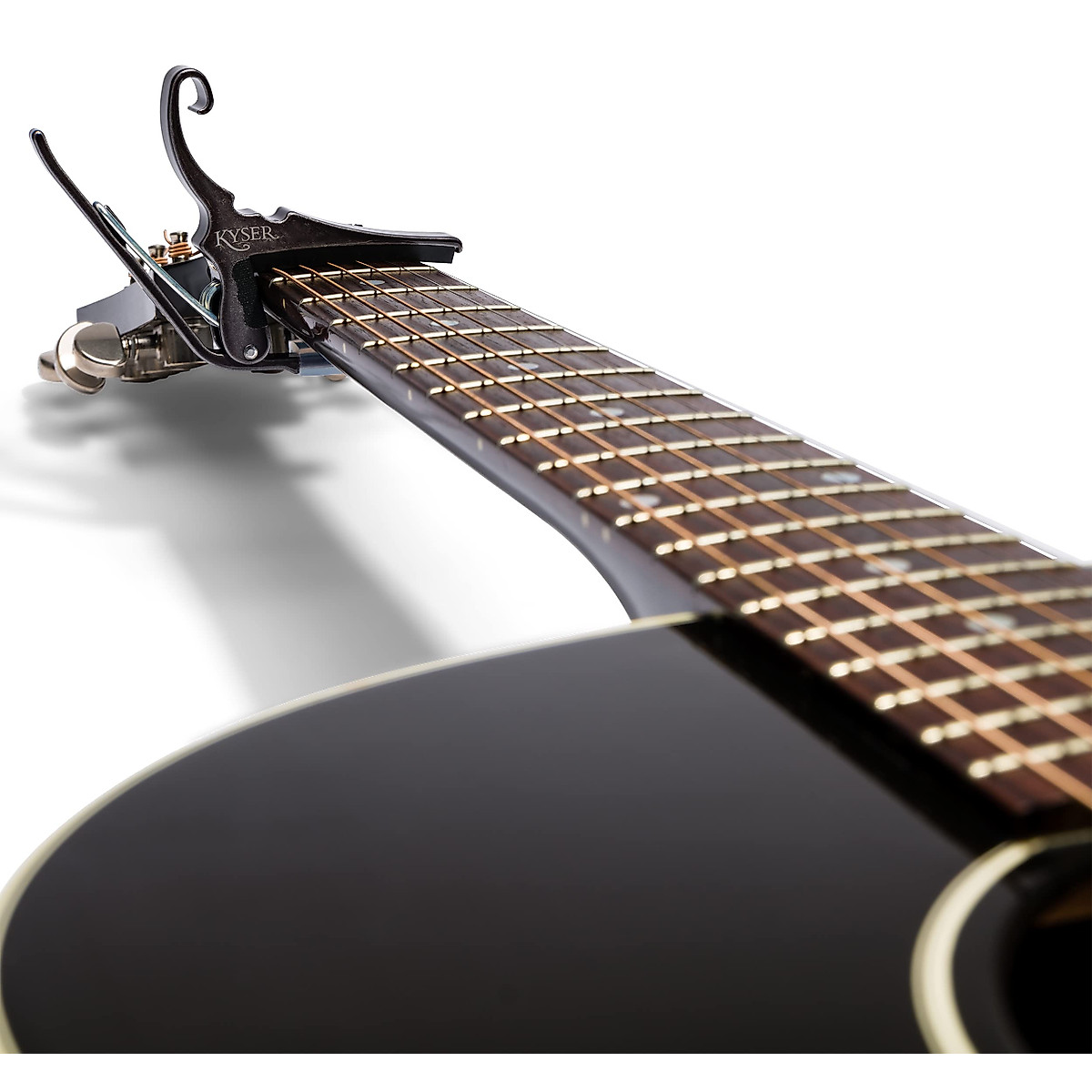 Kyser Quick-Change Guitar Capo for 6-string acoustic guitars, Black Chrome, KG6BCA