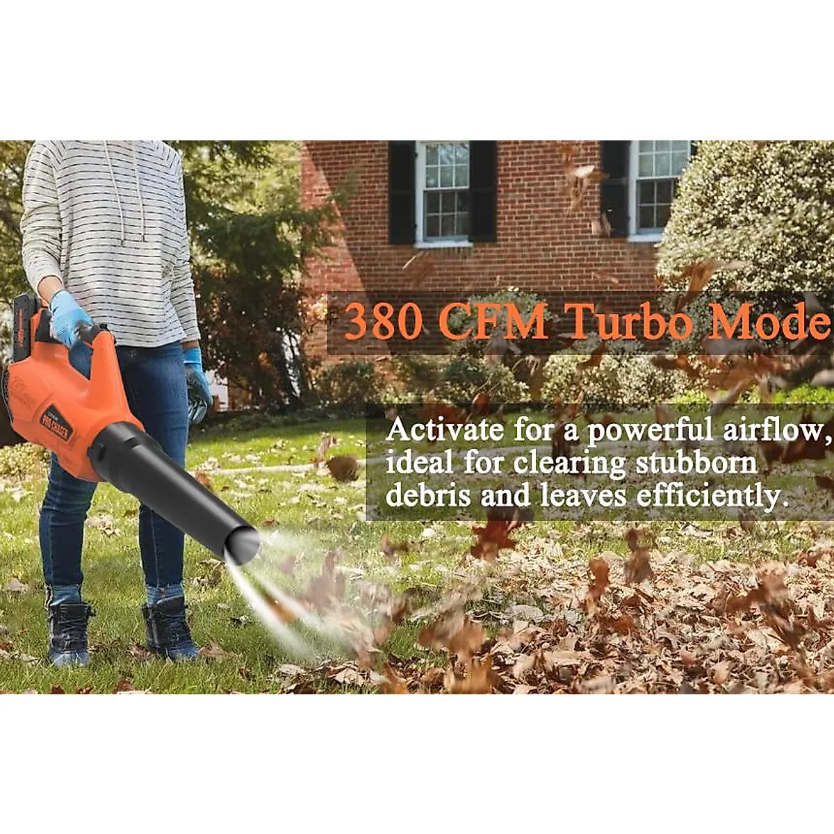 Pro Chaser Battery Powered Cordless Blower - 380 CFM with 2 X 4.0Ah 20V Batteries & Fast Charger, Lightweight Electric Leaf Blowers, 2 Variable Speed, Ideal for Yard, Patio & Sidewalk