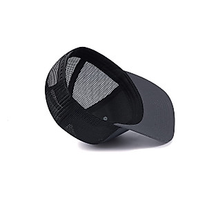 112 Trucker Cap Custom Personalized Embroider Logo/Text Dad Baseball Hats for Men & Women Strap Closure for Grandpa Gifts Daryk-Grey-Black