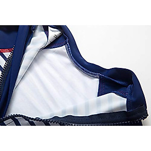 BONVERANO Kids UPF 50+ Sun Protection S/S One Piece Zip Sun Suit with Sun Hat (12-18 Months, Captain)