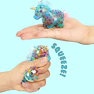 VOMAOK 4 Pack Unicorn Stress Balls Fidget Squishy Toys for Kids Boys Girls Christmas Stocking Stuffers Gifts (Unicorn)