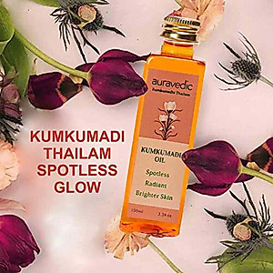 Auravedic Kumkumadi Oil Pure Saffron for Ultra Radiant Skin | 3.38 Fl Oz (100ml)