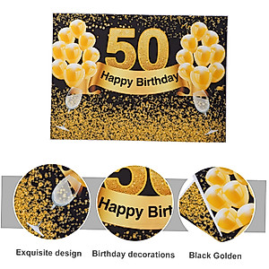 Abaodam Birthday Backdrop 1pc 50 Years Old Background Cloth Poster Vinyl 50th Birthday Poster