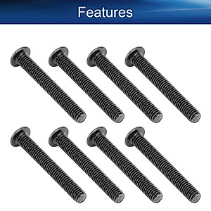 Yinpecly M6 Machine Screws Hex Socket Round Head Screw Carbon Steel Fasteners Bolts for Ship Building Industry, Black 20 PCS