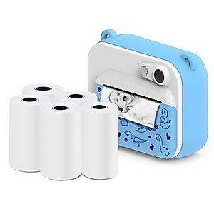 USHINING Print Paper for Kids Instant Print Camera 5 Rolls for instant kids camera, White (Length: 23.95 Feet/Width: 2.28 Inches)