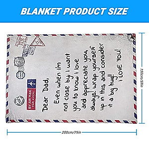 Welltop Personalized Flannel Blanket to My Dad Gift from Daughter Son, Ultra Soft Flannel Fleece Blankets Christmas Birthday Father's Day Cozy Lightweight Throw Blanket Fits Couch Sofa Bed (59x79in)