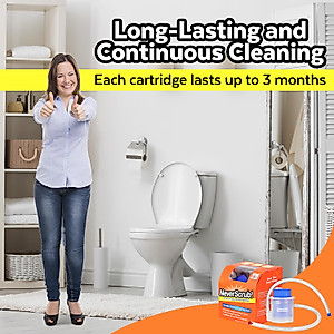 NeverScrub! Refill Cartridge Self Cleaning Toilet System - Replacement Cartridge for Automatic Toilet Bowl Cleaner - 1.65 oz, Lasts Up To 3-5 Months Continuous Toilet Bowl Cleaning