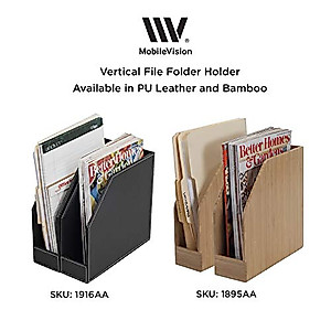 MobileVision Executive PU Leather Vertical File Folder Holder & Office Product Organizer, Store Files, Magazines, Notepads, Books and more, 2 Pack Combo Set