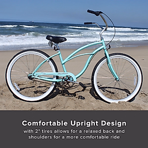 Firmstrong Urban Women's Beach Cruiser Bike, 3 Speed Bicycle, 26 Inch Wheels, Mint Green
