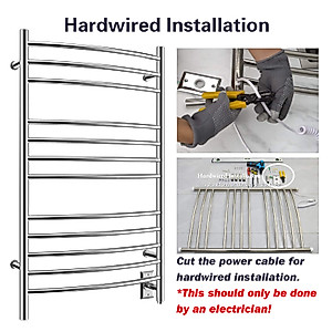 HEATGENE Towel Warmer Wall Mount Electric Plug-in/Hardwired Heated Towel Rack Mirror Polish