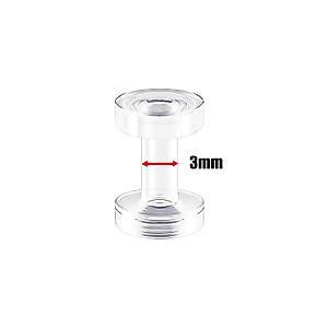 bodyjewellery 8G 8 gauge 3mm - Clear Acrylic screw fit Flesh Tunnels Ear Plugs ADAE - Ear Stretching Expanders Stretchers - Sold as a Pair