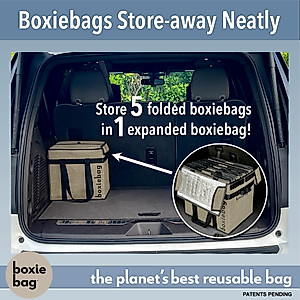 BOXIEBAG Collapsible Reuseable Insulated Grocery Bag - Stackable Heavy Duty Grocery Tote Bag - Insulated Tote Bag (1 Pack)