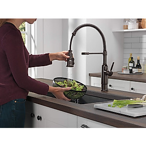 Delta Faucet Theodora Single-Handle Commercial Style Kitchen Sink Faucet with Pull Down Sprayer and Magnetic Docking Spray Head, Venetian Bronze 18804Z-RB-DST