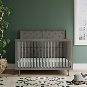Child Craft Surrey Hill Crib and Dresser Nursery Set, 2-Piece, Includes 4-in-1 Convertible Crib and 3-Drawer Dresser, Grows with Your Baby (Lunar Gray)