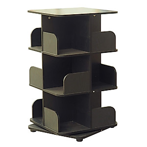 KB Designs - 3-Tier 360° Rotating Revolving Tower Bookcase Display Unit, Black