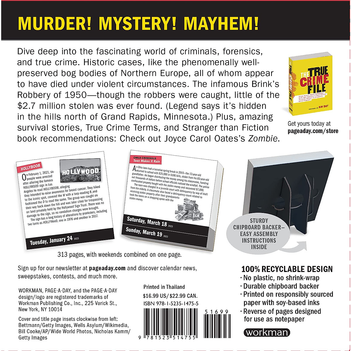 A Year of True Crime Page-A-Day Calendar 2023: Cannibal Cooks, Killer Kids, Incredible Survivors!