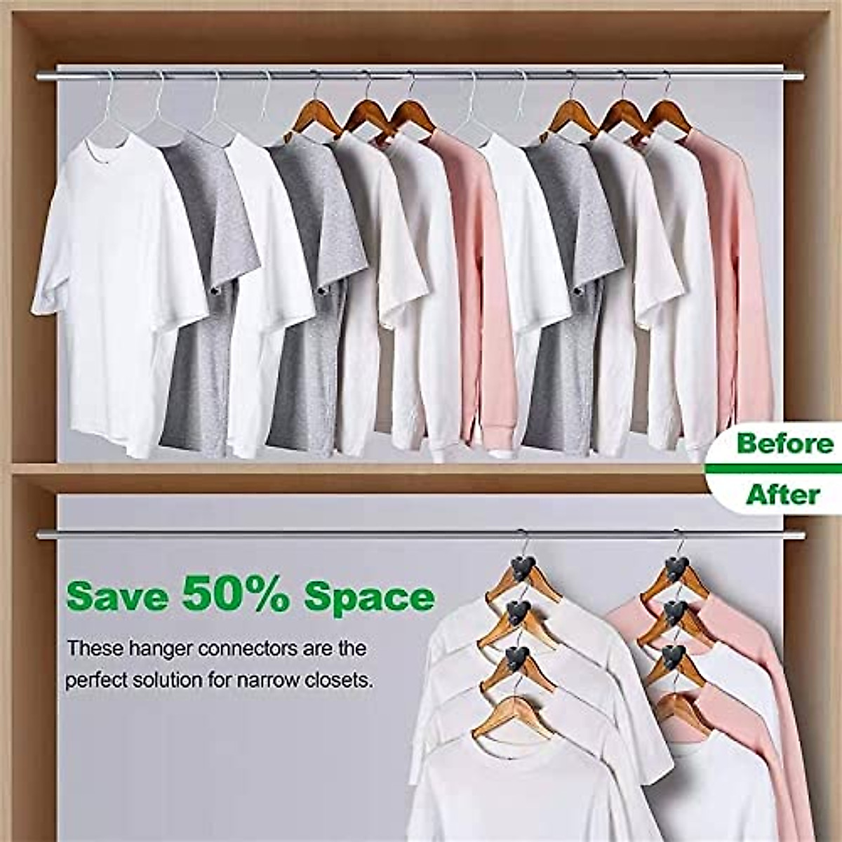 Closet Organizers and Storage,Clothes Hanger Connector Hooks AS SEEN ON TV,Space Triangles for Hangers,12 Pcs Ultra Premium Hanger Hooks to Create Up to 5X Closet Space,Fits All Hangers Heart Shape
