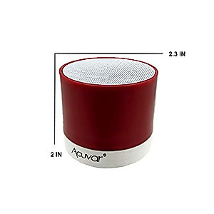 2 Acuvar Wireless Rechargeable Mini Speaker Pods with Micro SD Card Reader and USB Compatibility (Red & Black)
