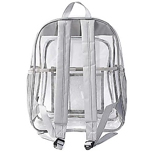 Clear Backpack Heavy Duty, Mofasvigi PVC Large See Through Backpack Back To School Bag, Waterproof Transparent Bookbags for School, Work, College (Grey)