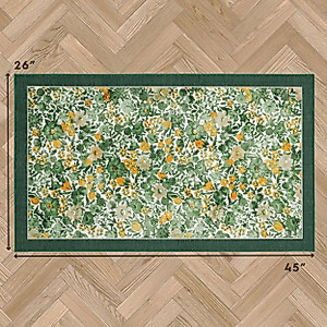 Laura Ashley Green Lovestone Floral Machine Washable & Slip Resistant 26" x 45" Accent Rug