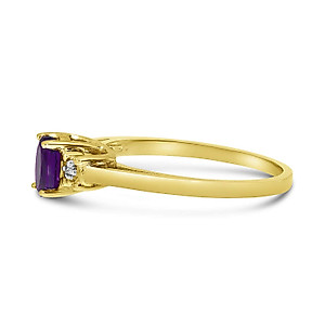 Direct-Jewelry 14k Yellow Gold Oval Amethyst And Diamond Ring (Size 7.5)