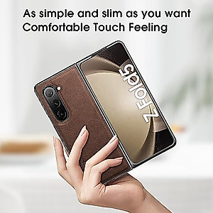X-level Samsung Galaxy Z Fold 5 Case, Thin Slim Premium PU Leather Phone Cover Bumper Shockproof Protection Folding Phone Case for Galaxy Z Fold 5 5G, 2023 - Brown