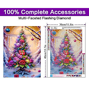 Christmas tree Gem Painting Crafts for Adults Home Wall Decor,Christmas Diamond Painting Kits- Christmas tree Diamond Art for Adults,DIY 5D Gem Art Christmas Perfect for Relaxation(12*16inch)