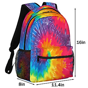 Rainbow Tie Dye Backpacks for Girls Boys, Abstract Travel Backpack Laptop Backpack Waterproof School Backpack Bookbags for Teens Kids Backpack with Multiple Pocket