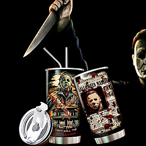 XWLAI Horror Tumbler with Lid and straw - Gift for Men, Women Who Love A Good Scare - Halloween Coffee Cup - Gifts for Friend on Birthday, Christmas - Halloween Decorations - Horror Tumbler 20 Oz