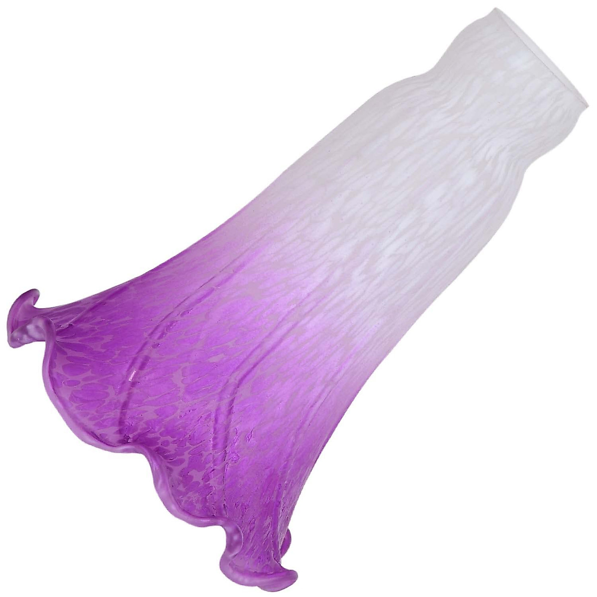 Bieye LS03 Lily Flower Blown Glass Lampshade (White Purple, Opening I.D. 1.26" x O.D. 1.5")