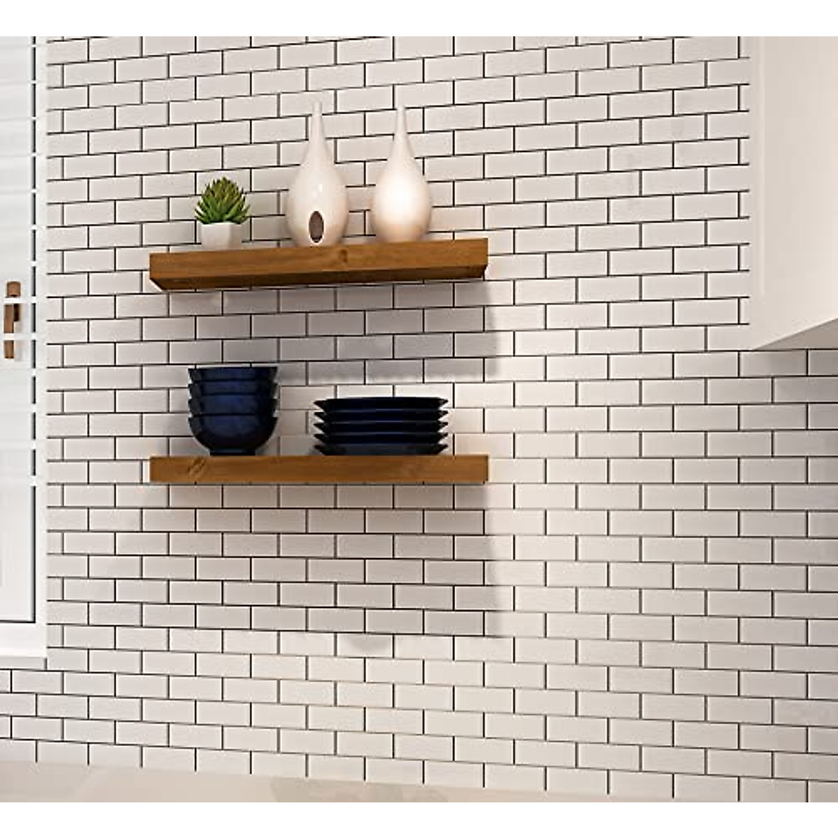 ROOREVO Floating Shelves Wall Mounted, Wood Wall Shelves , Rustic Wall Decor for Bathroom, Bedroom, Living Room, Kitchen，Set of 2……