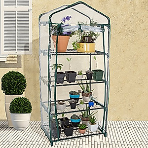 Pure Garden 4-Tier Greenhouse – Outdoor Gardening Hot House with Zippered Cover and Metal Shelves for Growing Vegetables, Flowers and Seedlings